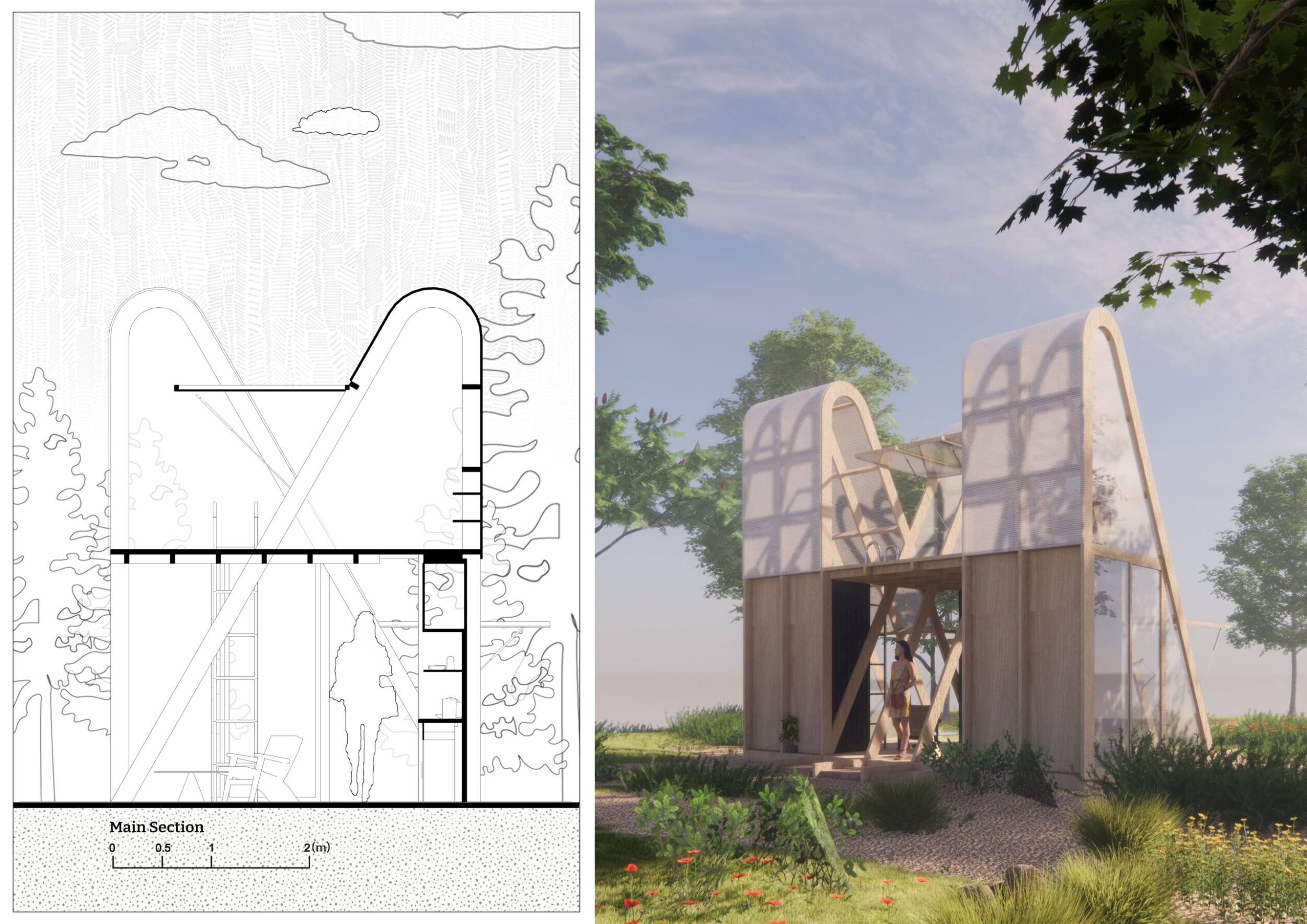 Architecture project // Staggered Cubical Form with Transparent Roofing ...