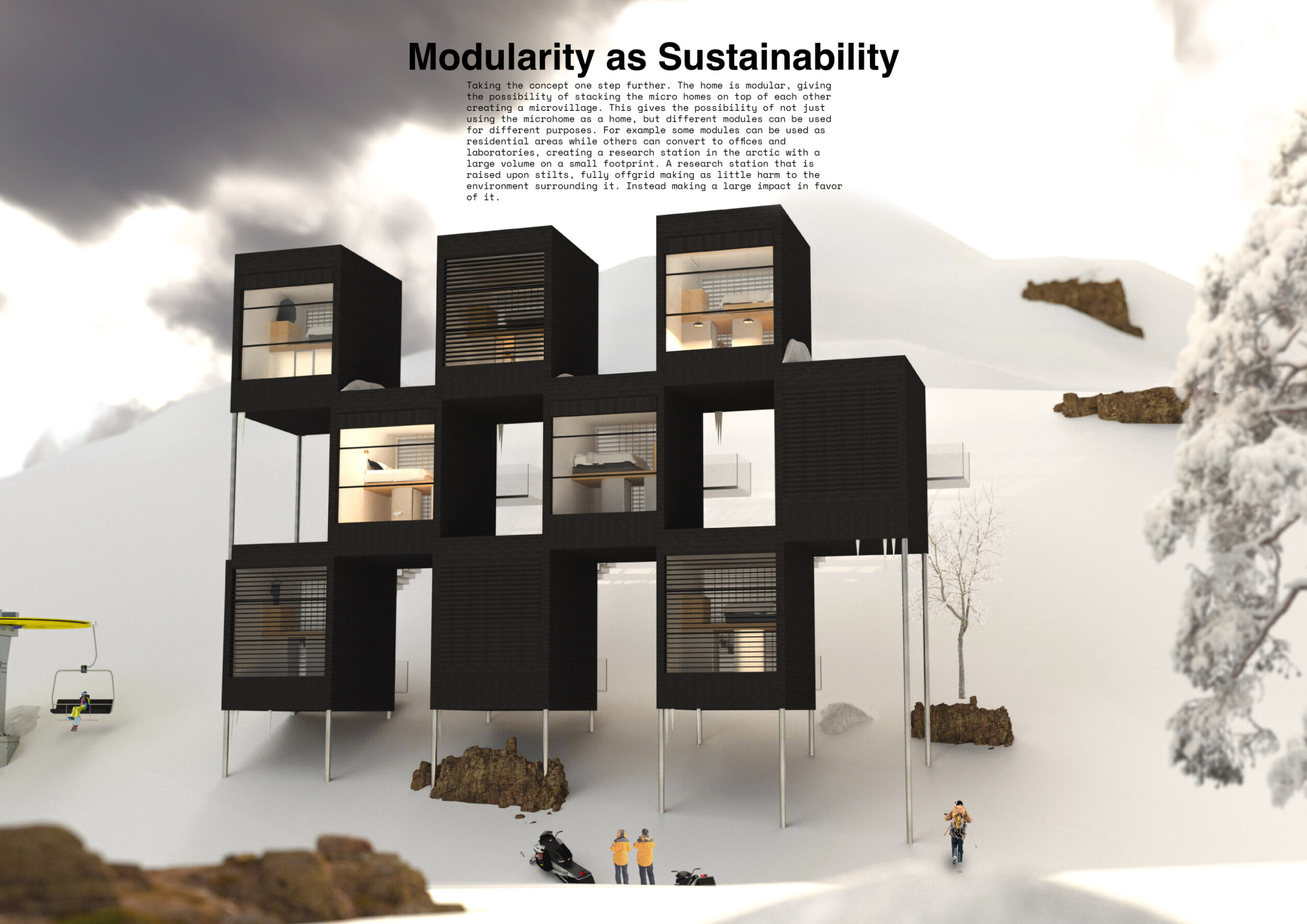 Architecture project // Charred Wooden Facade and Elevated Design in a ...