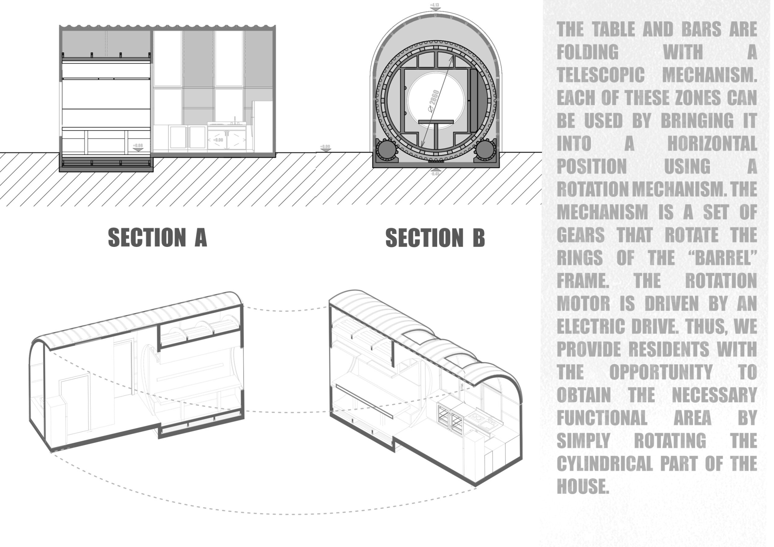 Architecture project // Cylindrical Design with Transformable Spaces ...