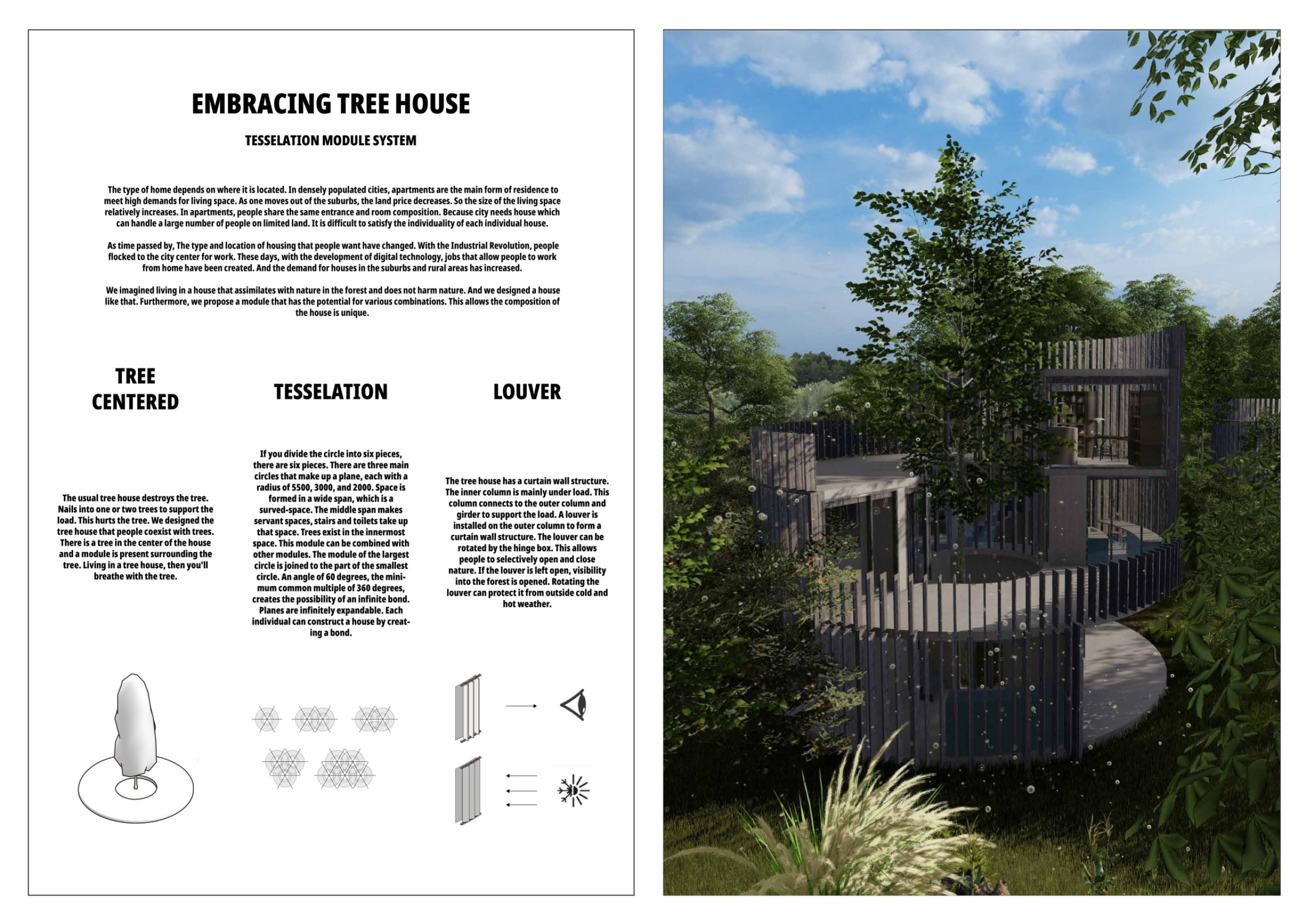 Architecture project // Tree-Centered Living with Louvered Facade in ...