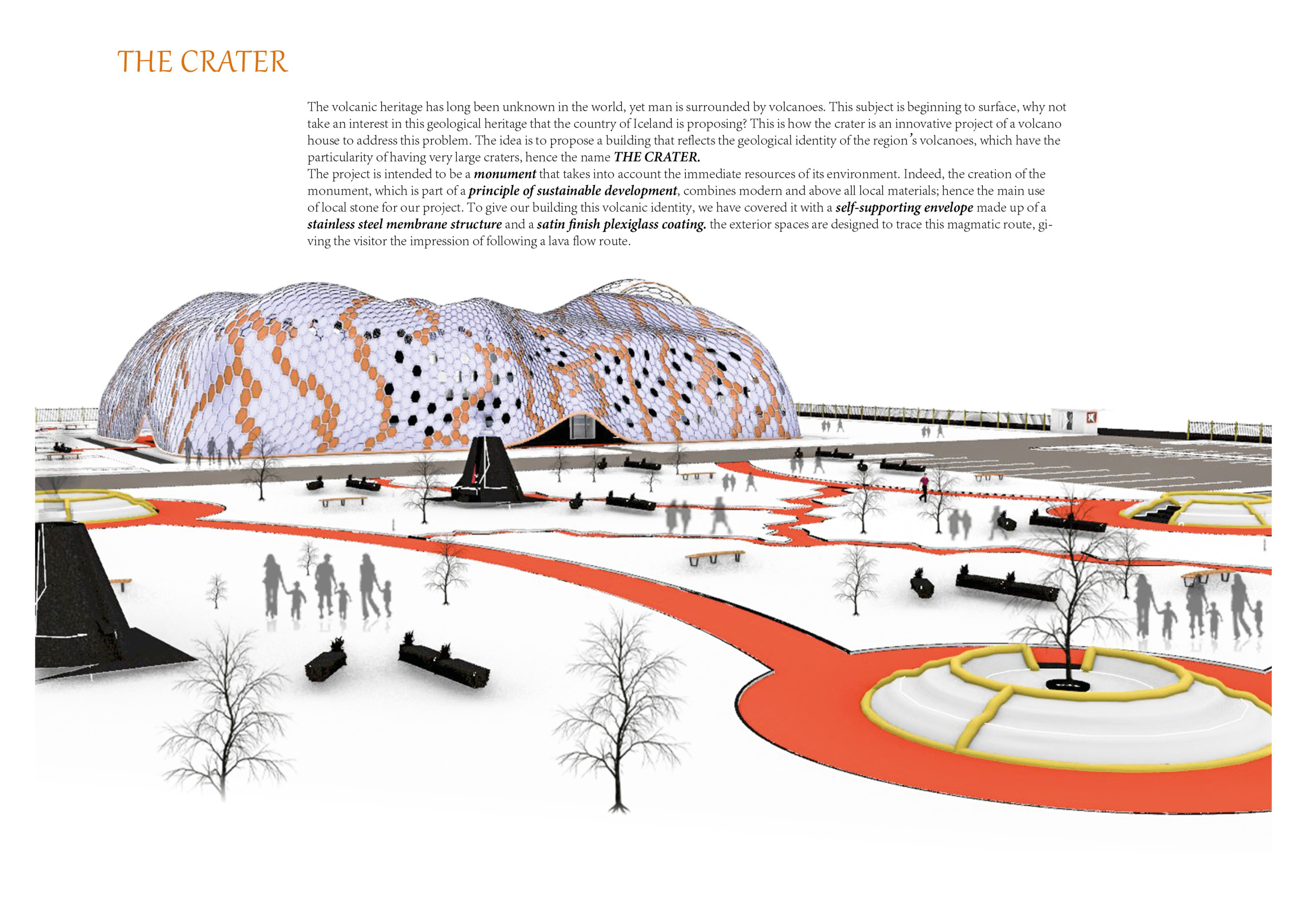 Architecture project // Lava Flow Paths and Local Stone Form a ...