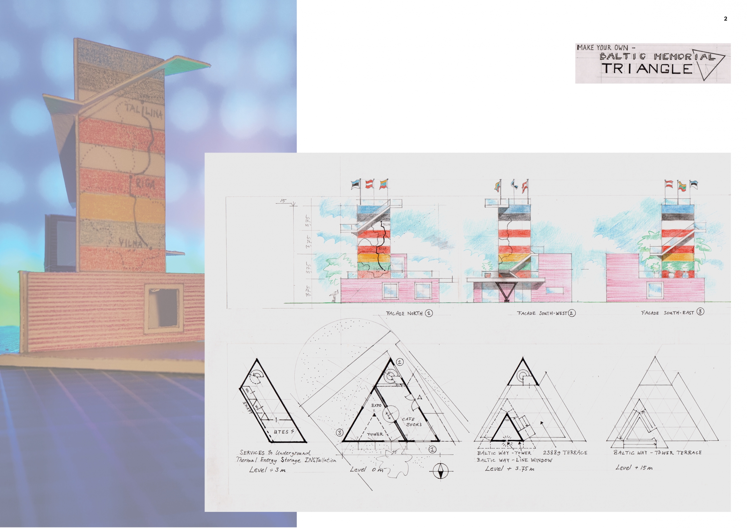 Architecture project // Triangular Forms of Color Bands and Cardboard ...