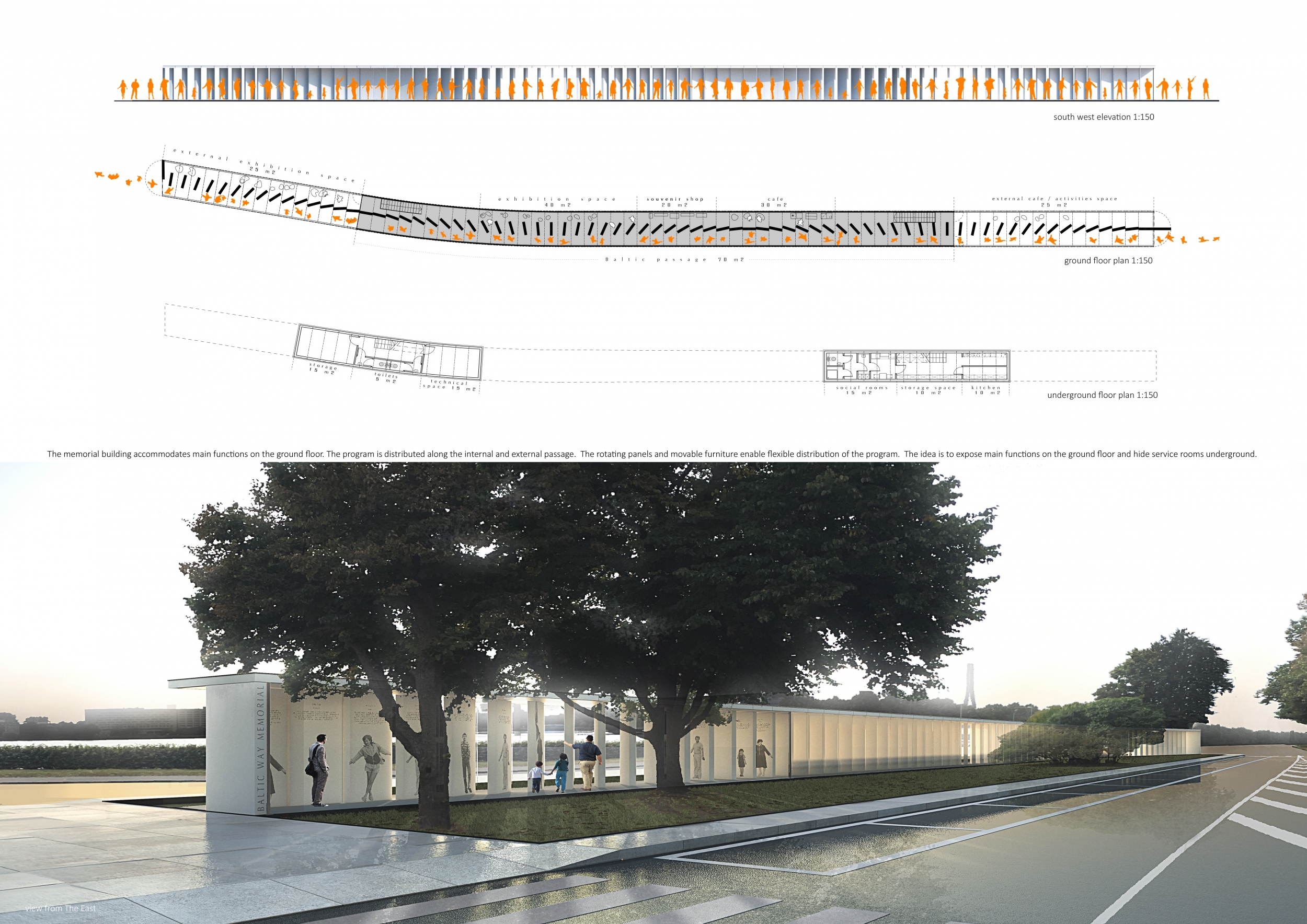 Architecture project // Dynamic Exhibition Space with Rotating Panels ...