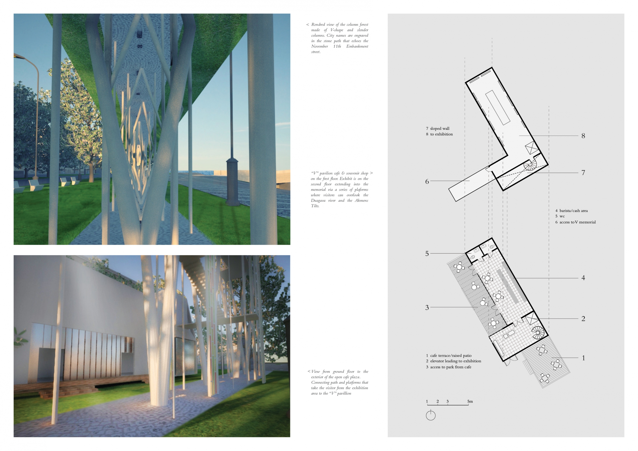 Architecture project // Column-Forest Structure with Concrete and Glass ...