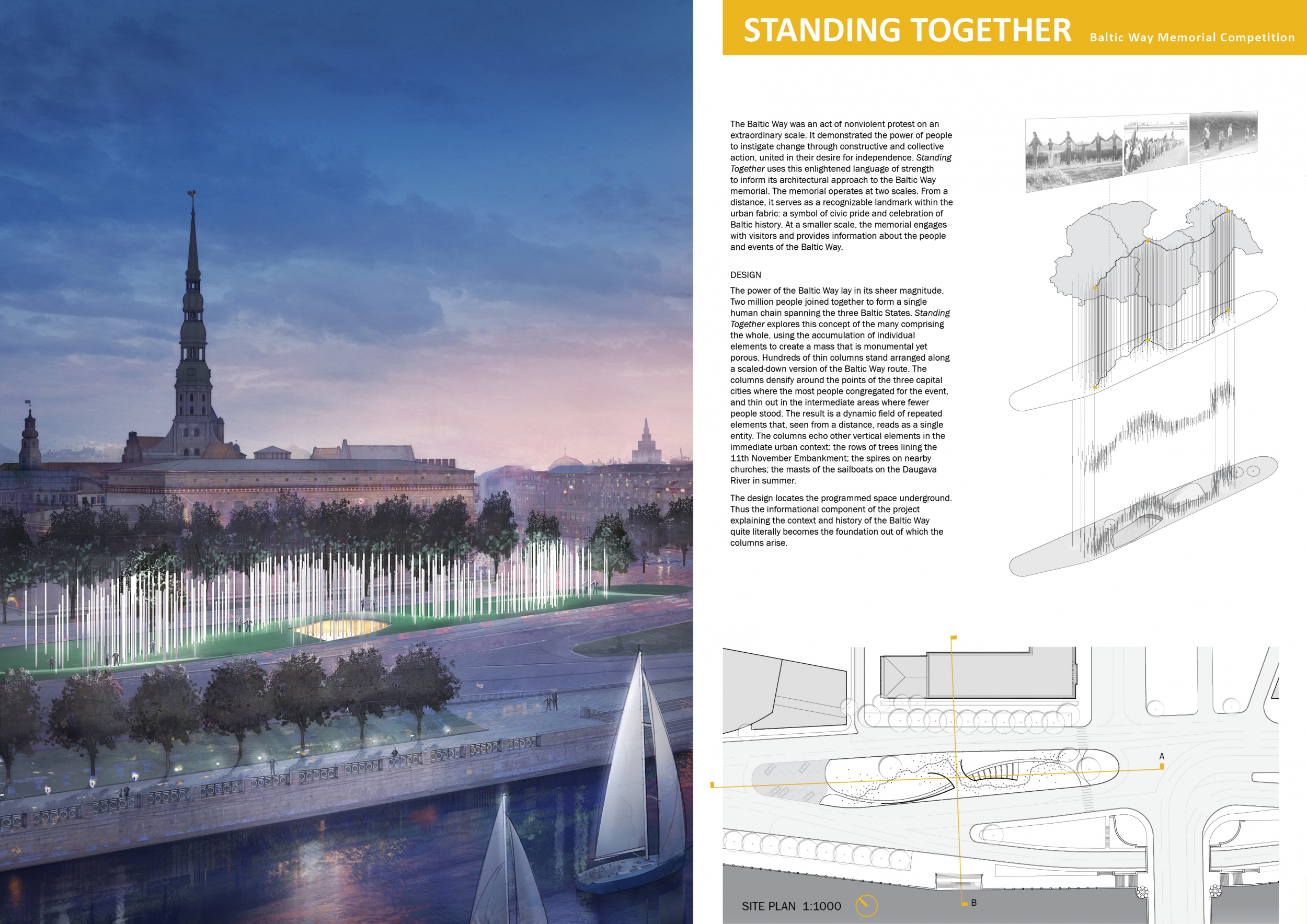 Architecture project // Vertical Steel Columns Framing a Reflective ...