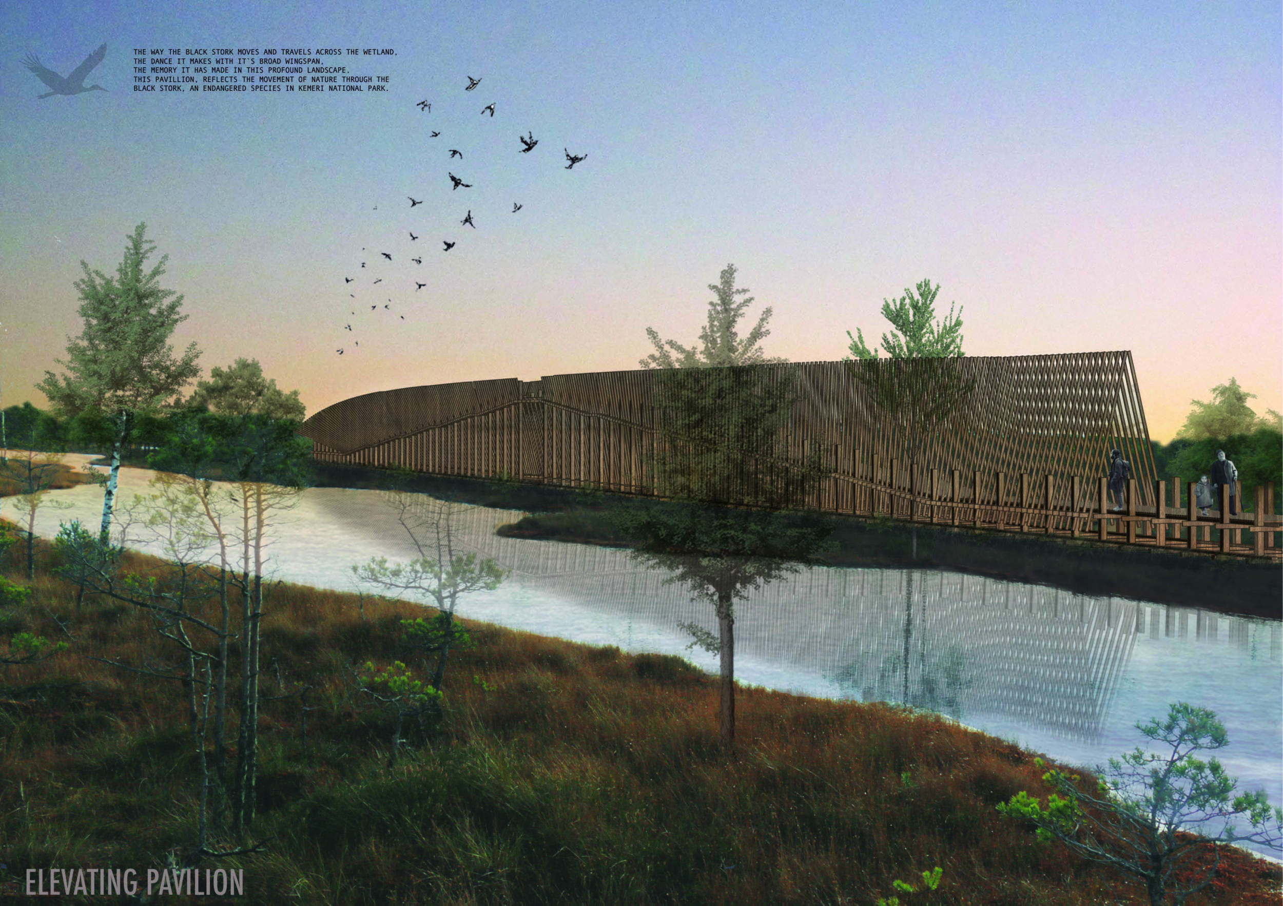 Architecture project // Dynamic Pavilion with Wood Slats Overlooking ...