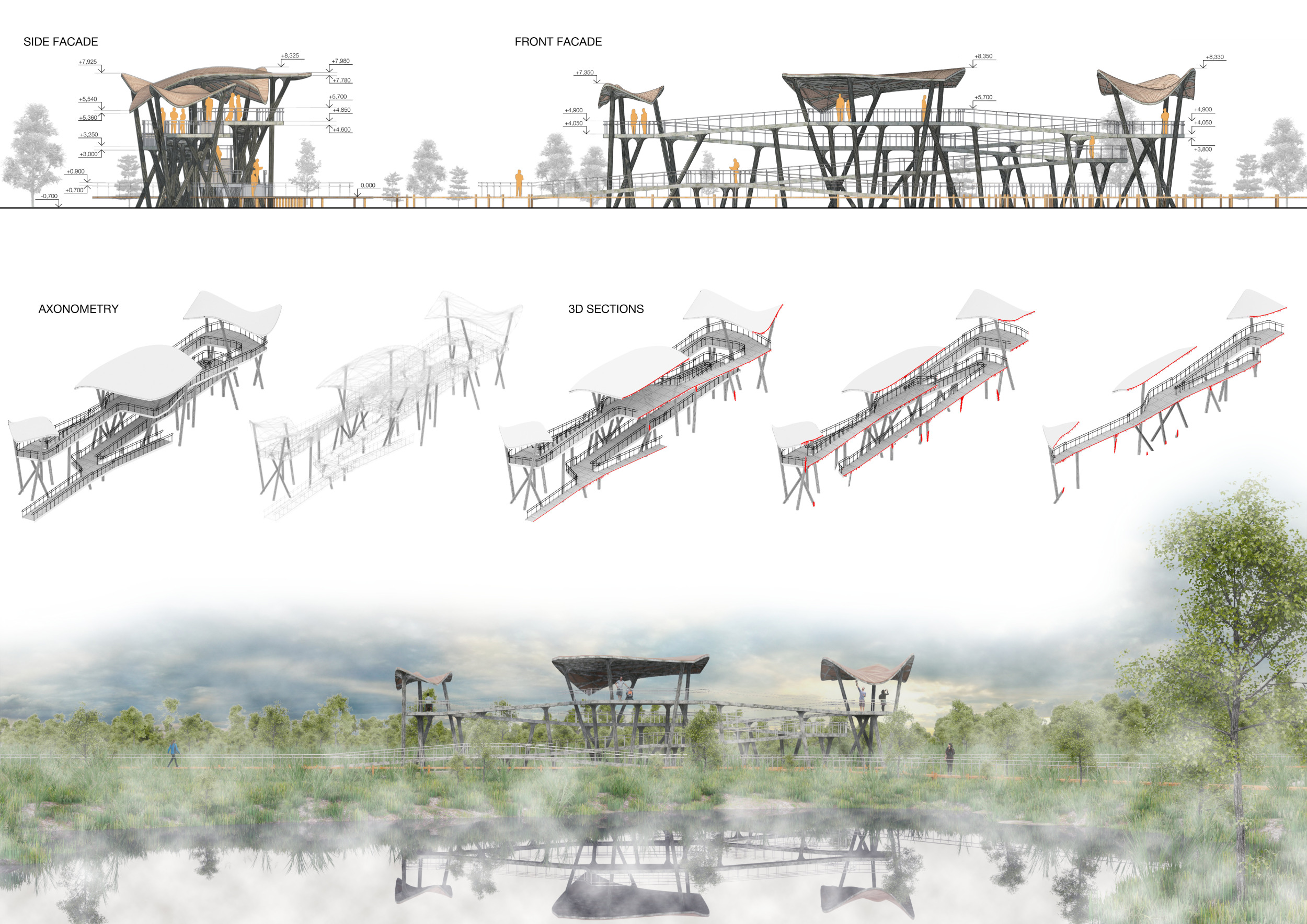 Architecture project // Elevated Observation Platform Crafted from Corten Steel and Sustainable ...