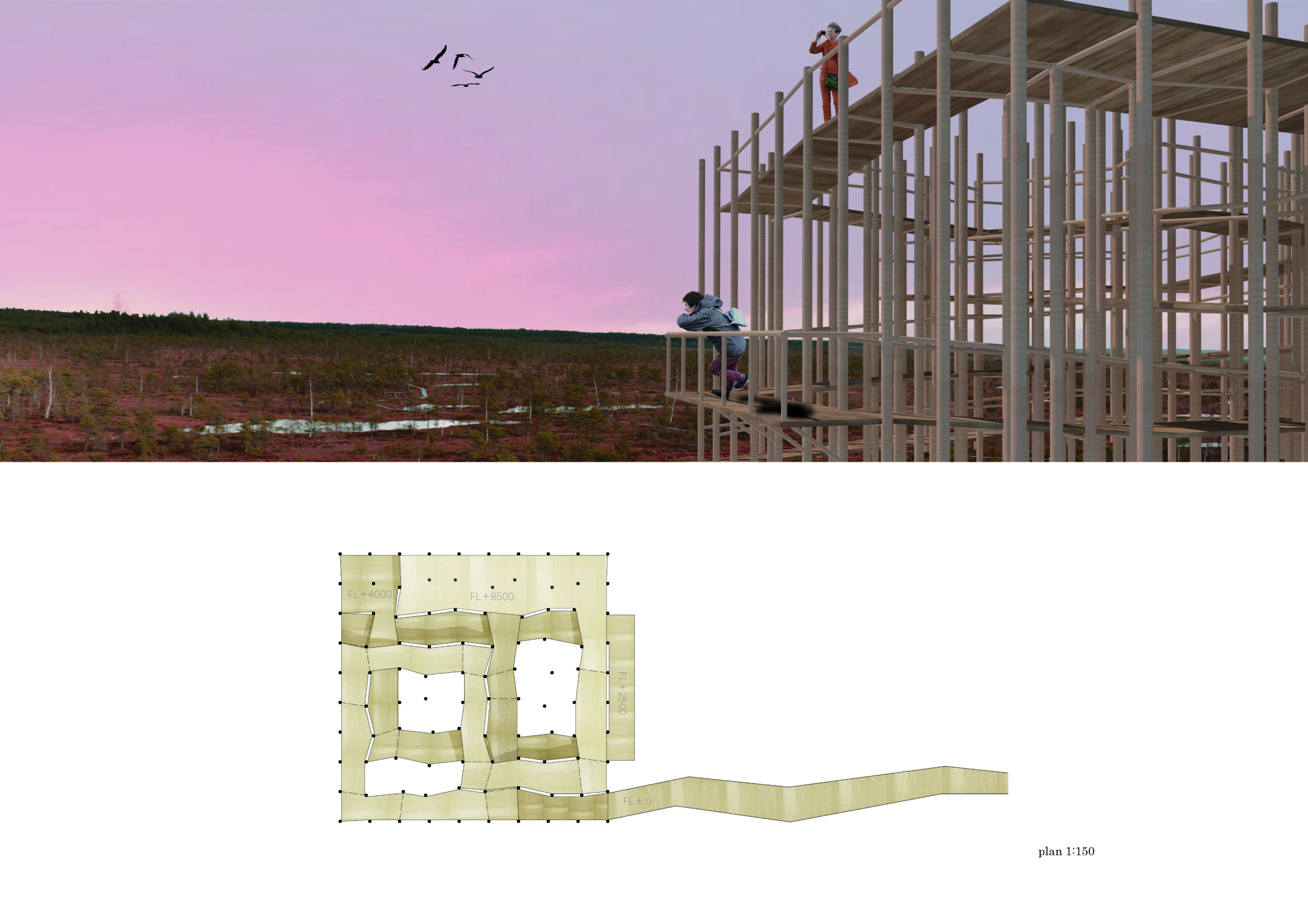 Architecture project // Exploring Nature Through Wooden Pillars and ...