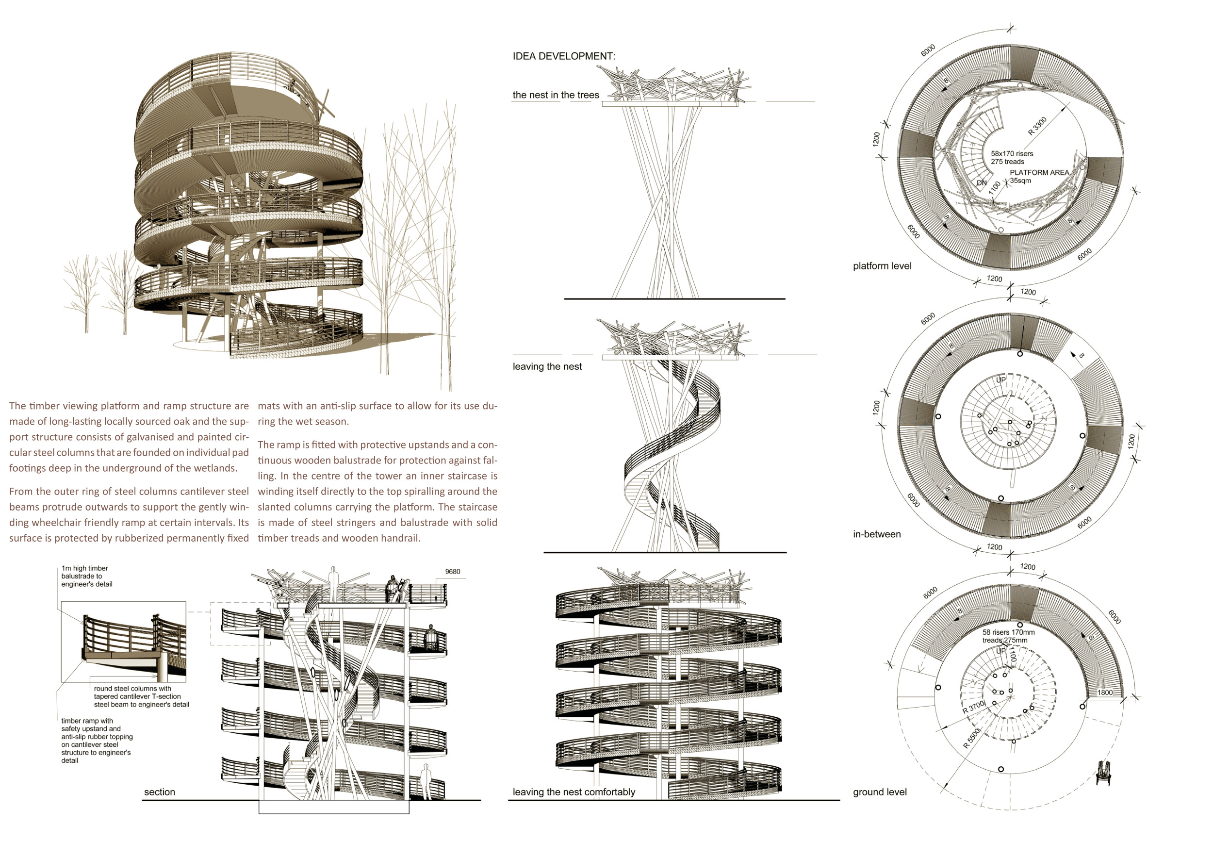 Architecture project // Spiral Ramp Structure Crafted from Local Oak ...