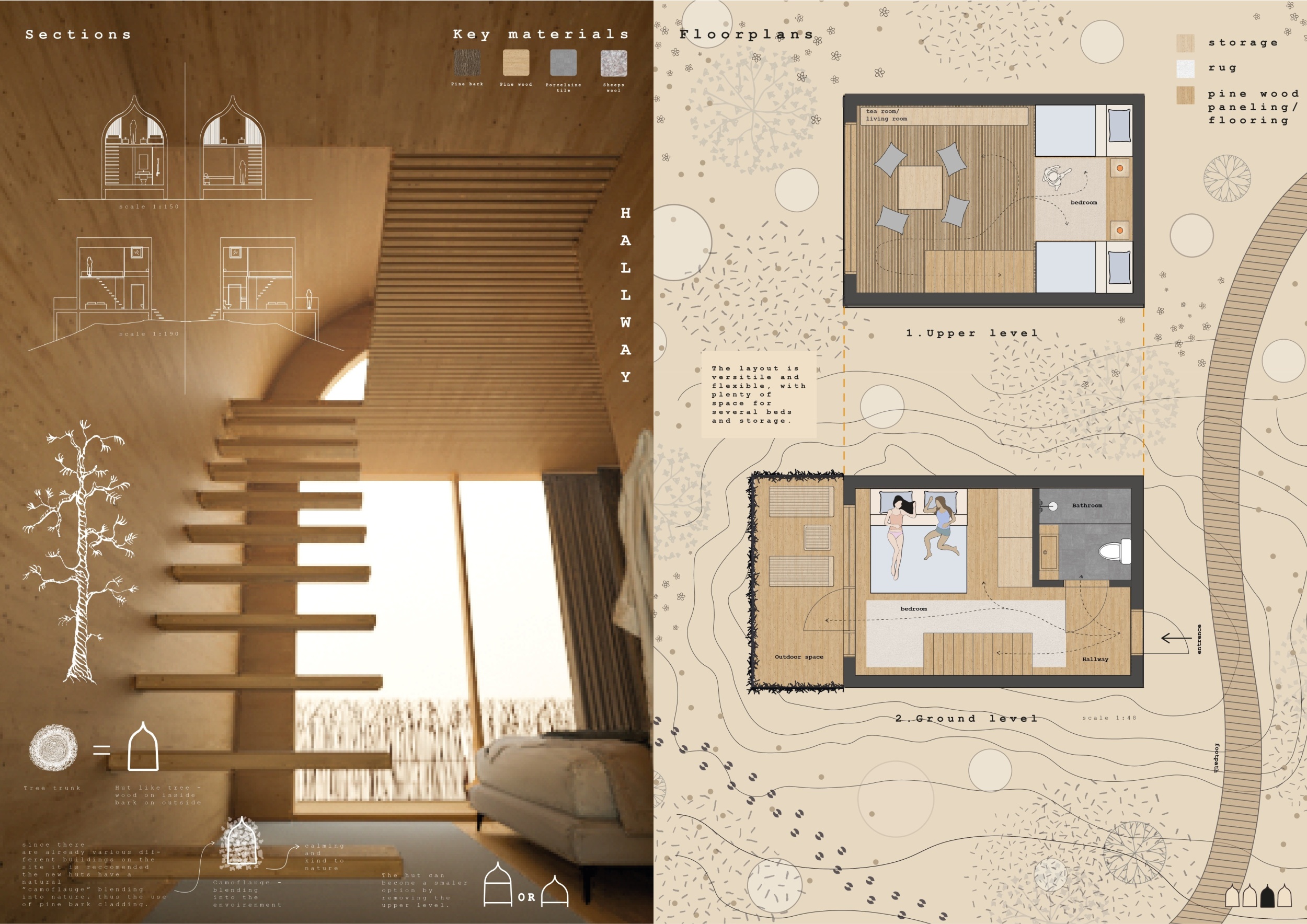 Architecture project // Celebrating Nature with Pine Bark and Vertical ...