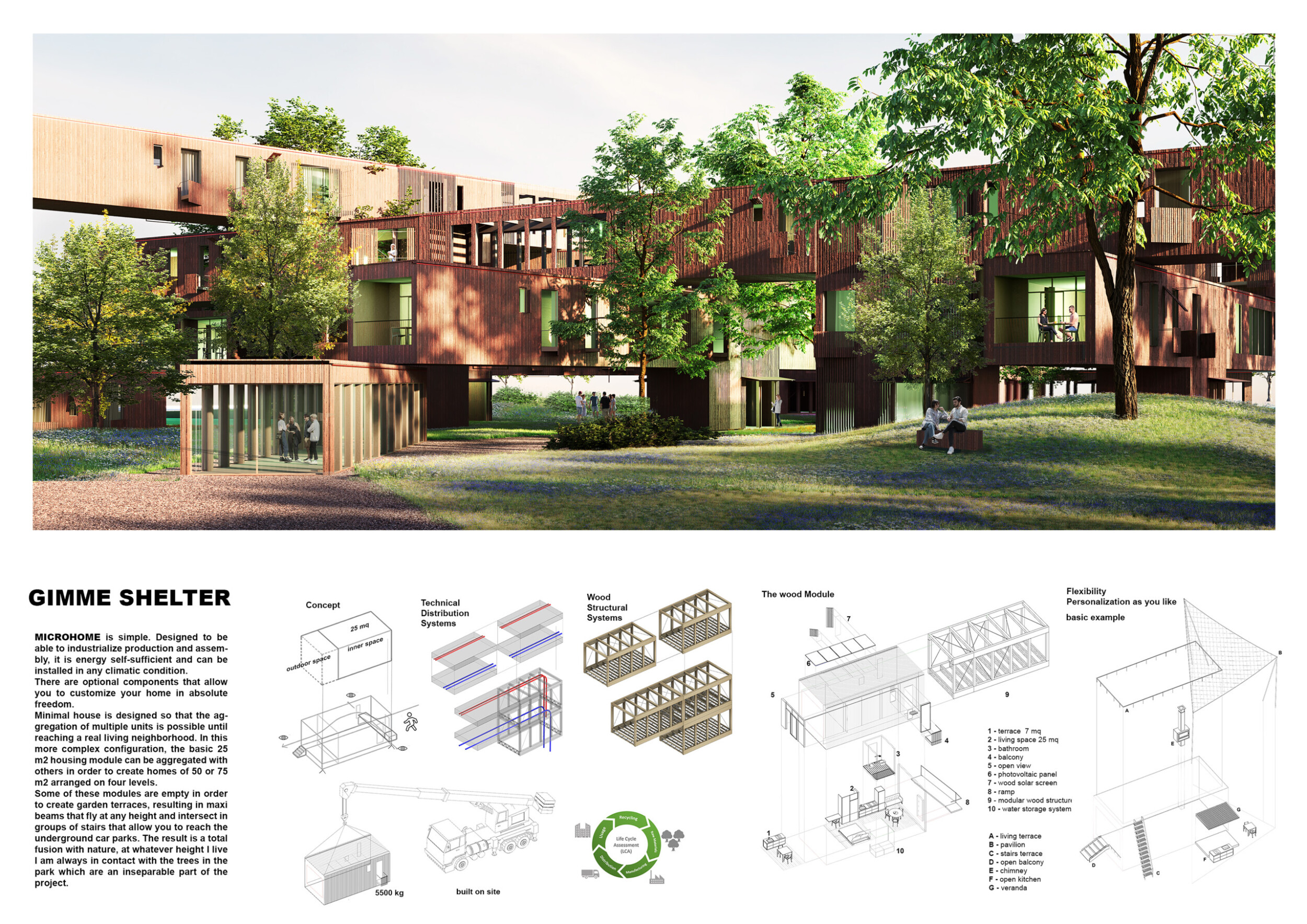 Architecture project // Elevated Living Modules Constructed from ...