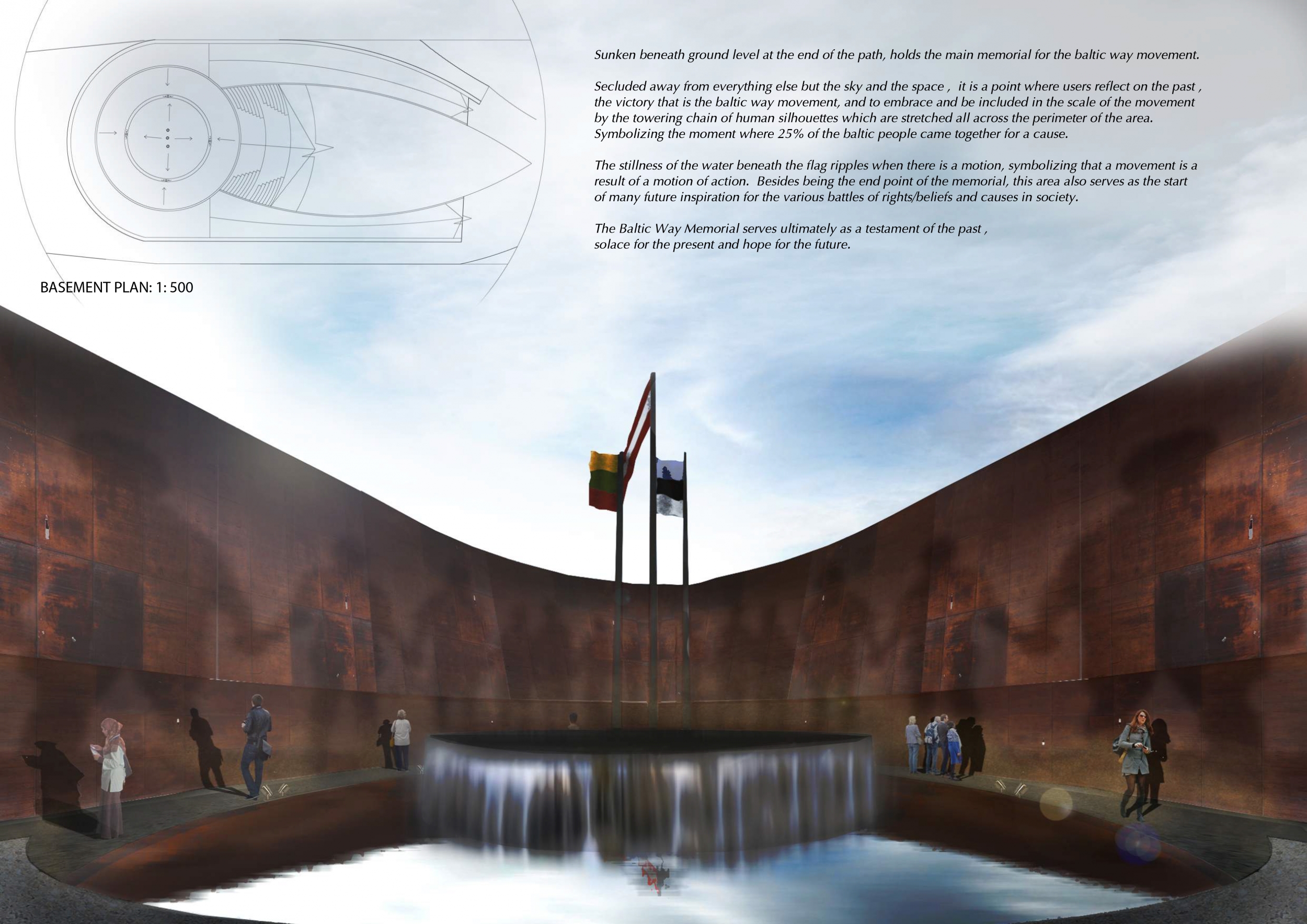 Architecture project // Corten Steel Structures and Reflective Water ...